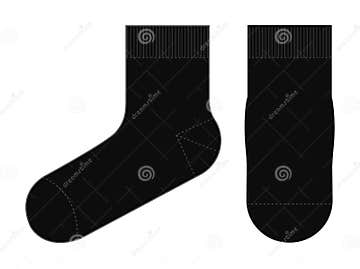 Socks Template Vector Illustration Front & Side View | Black Stock ...