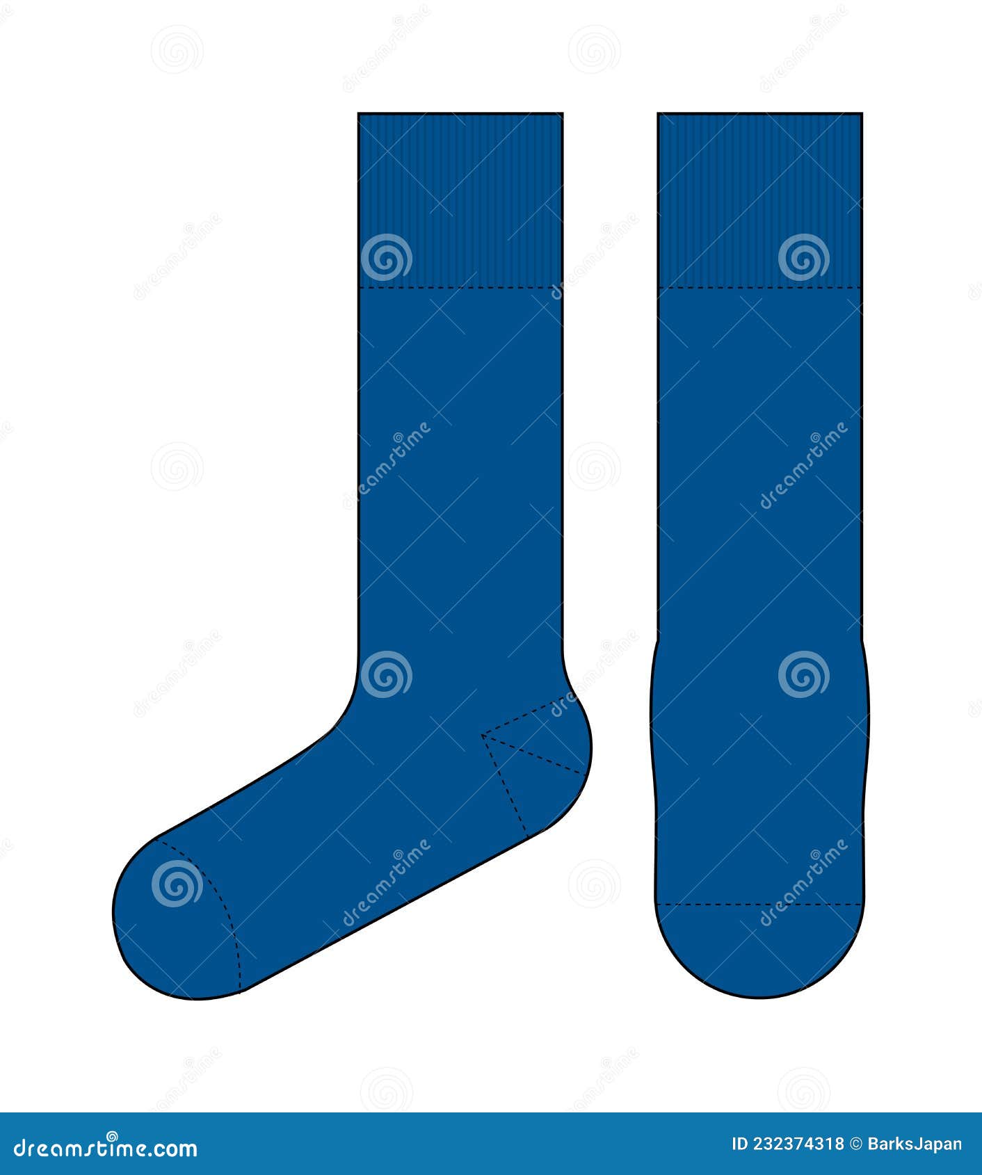 Socks Template Vector Illustration Front & Side View | Blue Stock ...