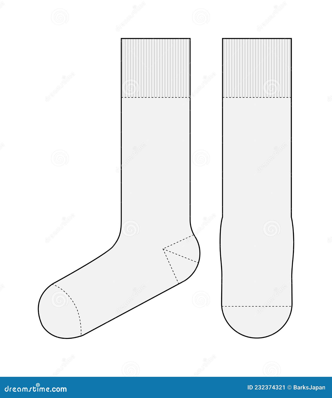 Socks Template Vector Illustration Front & Side View | White Stock ...