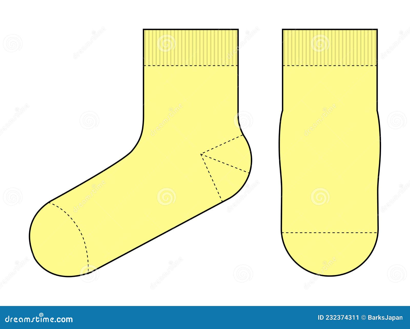 Socks Template Vector Illustration Front & Side View | Yellow Stock ...