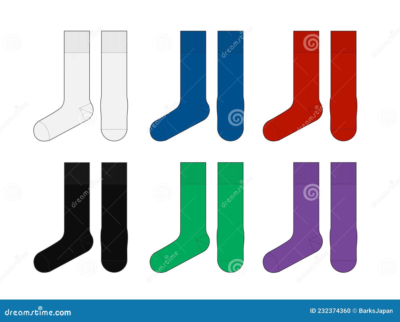 Socks Template Vector Illustration Set Front & Side View Stock Vector ...