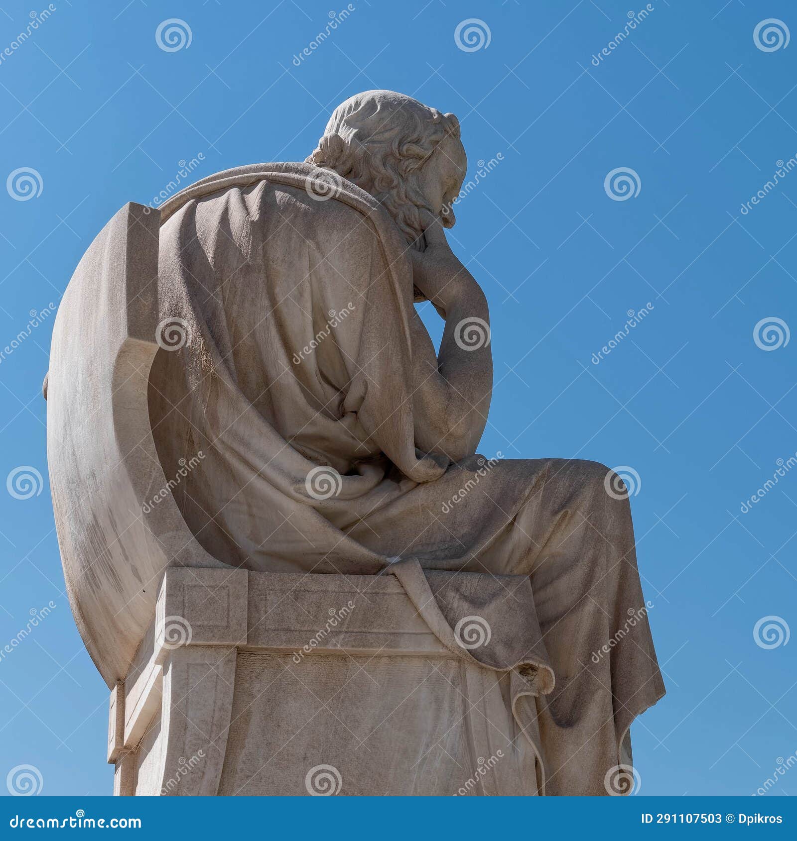 Socrates in Deep Thought, the Greek Philosopher Marble Statue and Clear ...