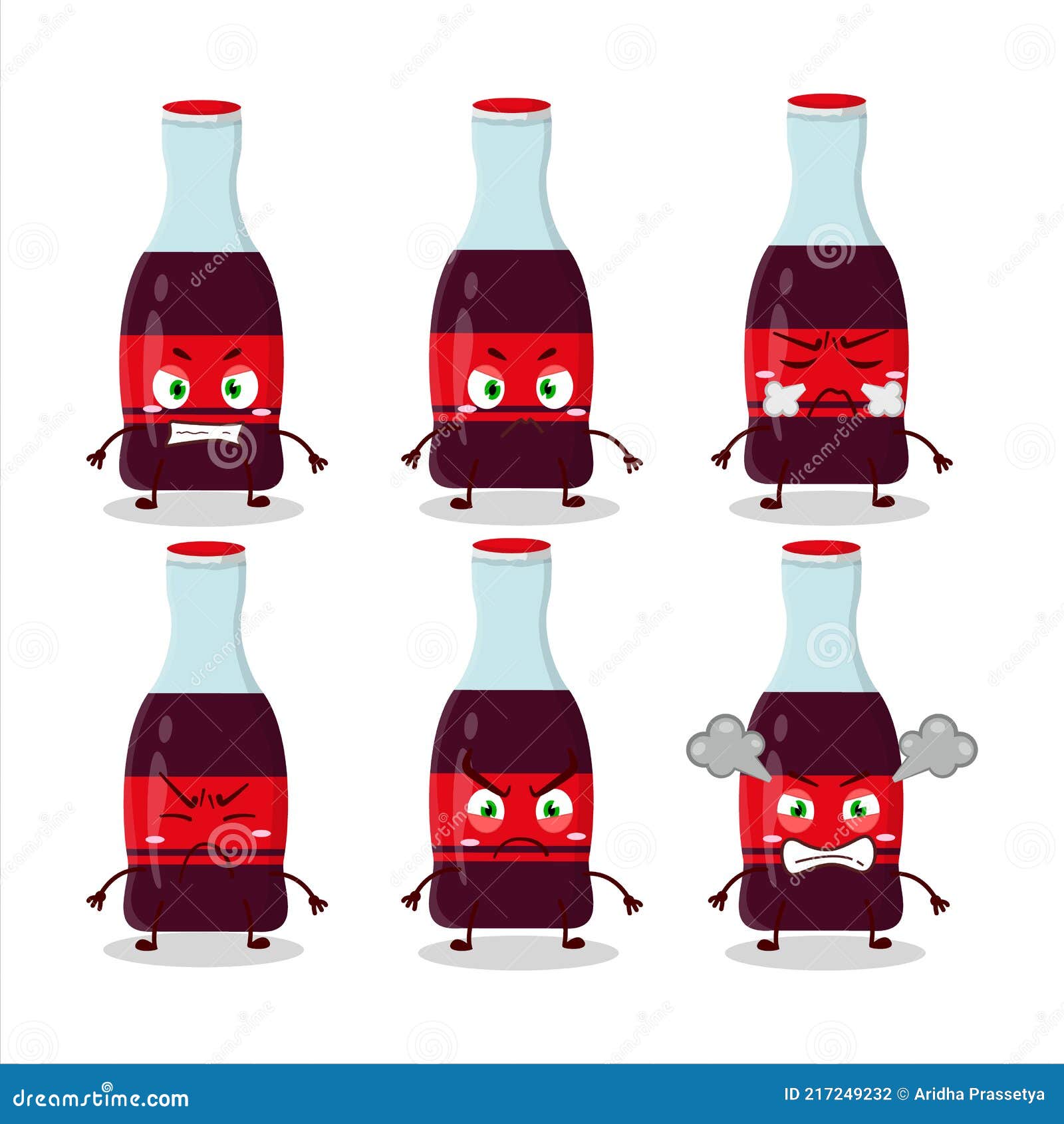 Soda Bottle Cartoon Character with Various Angry Expressions Stock ...