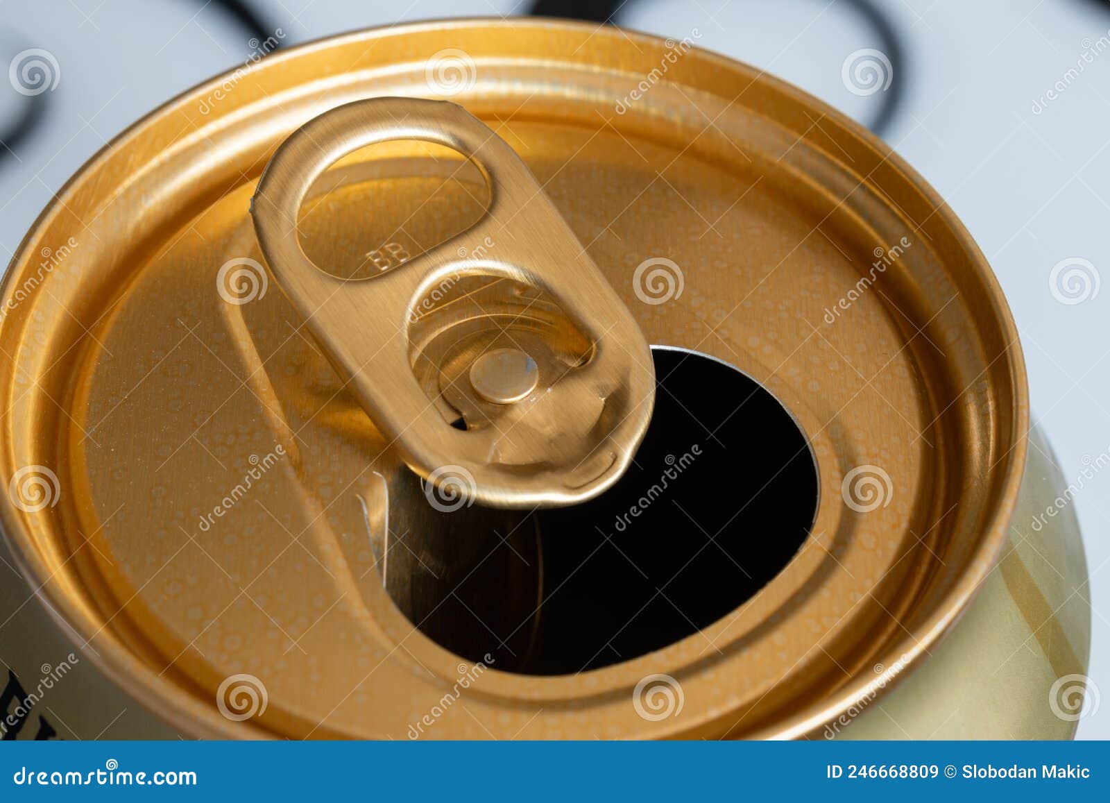 Soda can in close up stock image. Image of alcohol, metal - 246668809