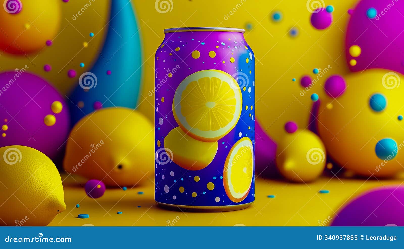 Soda Can Featuring Lemonade for Modern Motion Design Stock Illustration ...