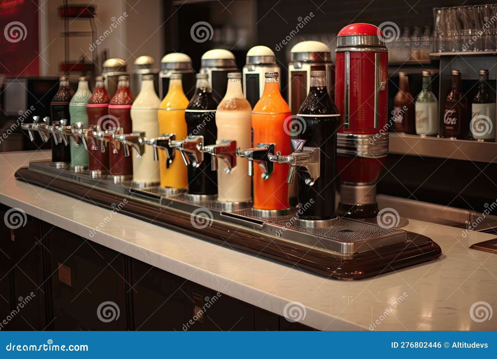Soda Fountain, with Endless Options of Flavors and Combinations Stock ...