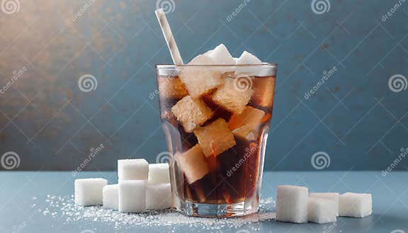 Soda Ice and Sugar Cubes on the Side Stock Illustration - Illustration ...