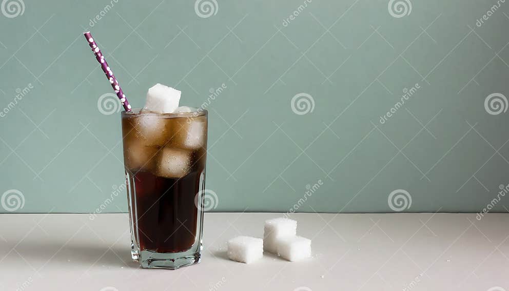 Soda Ice and Sugar Cubes on the Side Stock Illustration - Illustration ...