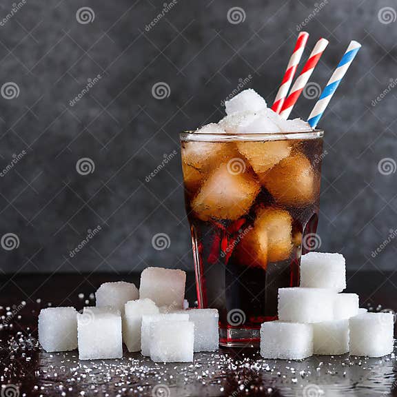 Soda Ice and Sugar Cubes on the Side Stock Illustration - Illustration ...