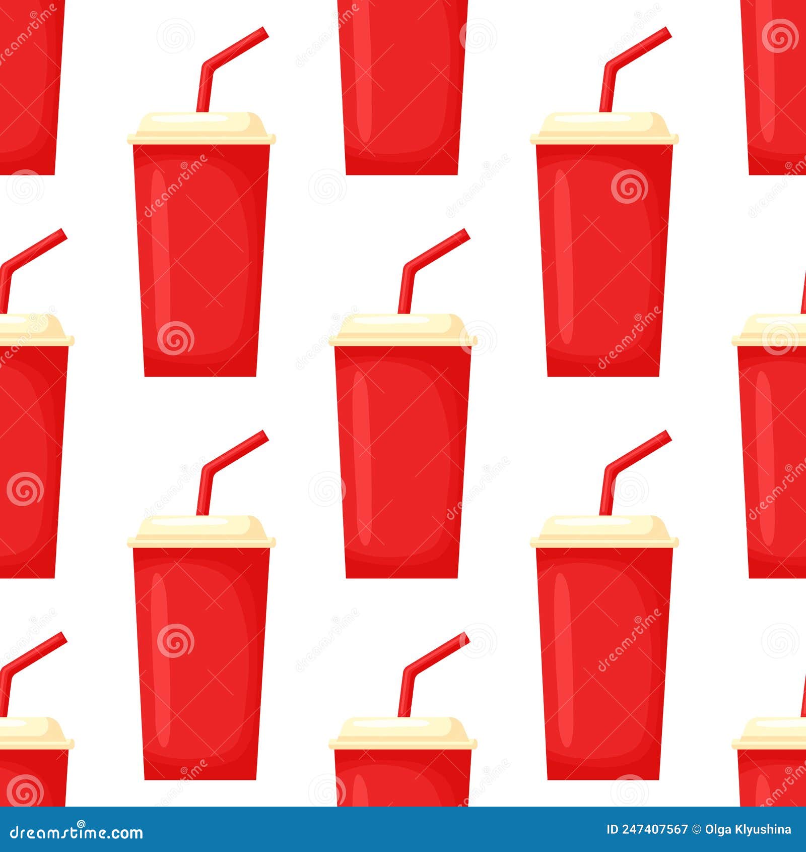 Soda Paper Cup Seamless Pattern. Cool Drink Concept Icon Stock Vector ...