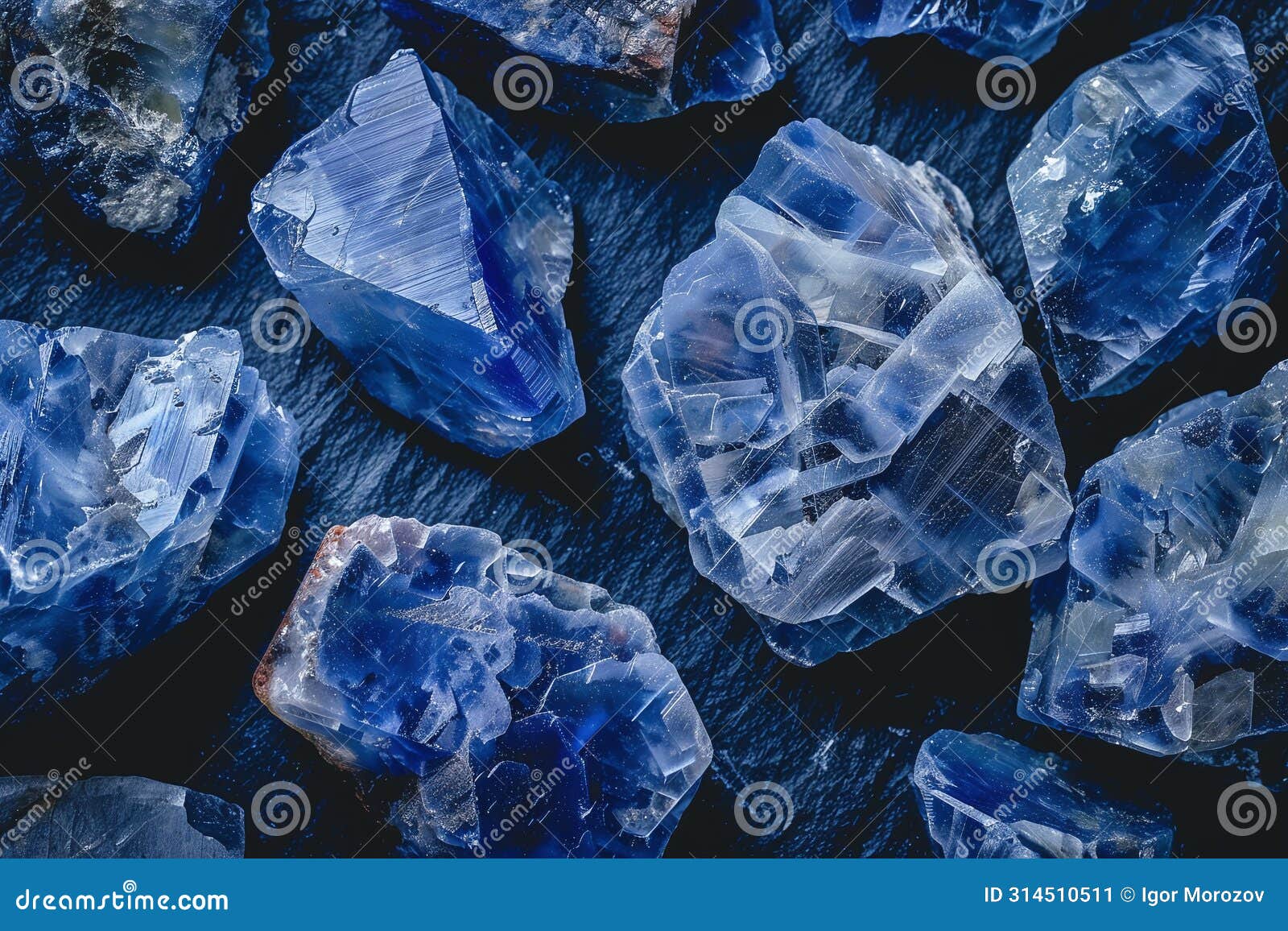 Sodalite Crystals Geode Close Up on Black Background, Esoteric Blue ...