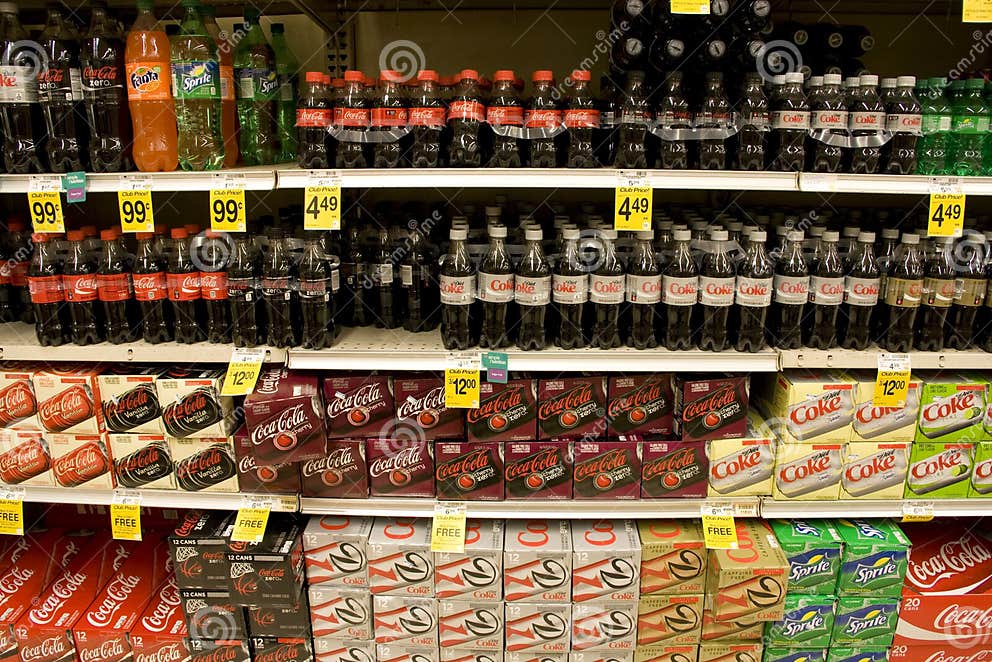 Sodas in supermarket editorial photo. Image of unhealthy - 30830331