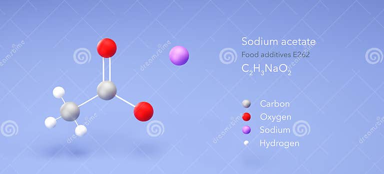 Sodium Acetate Molecule, Molecular Structures, E262, 3d Model ...