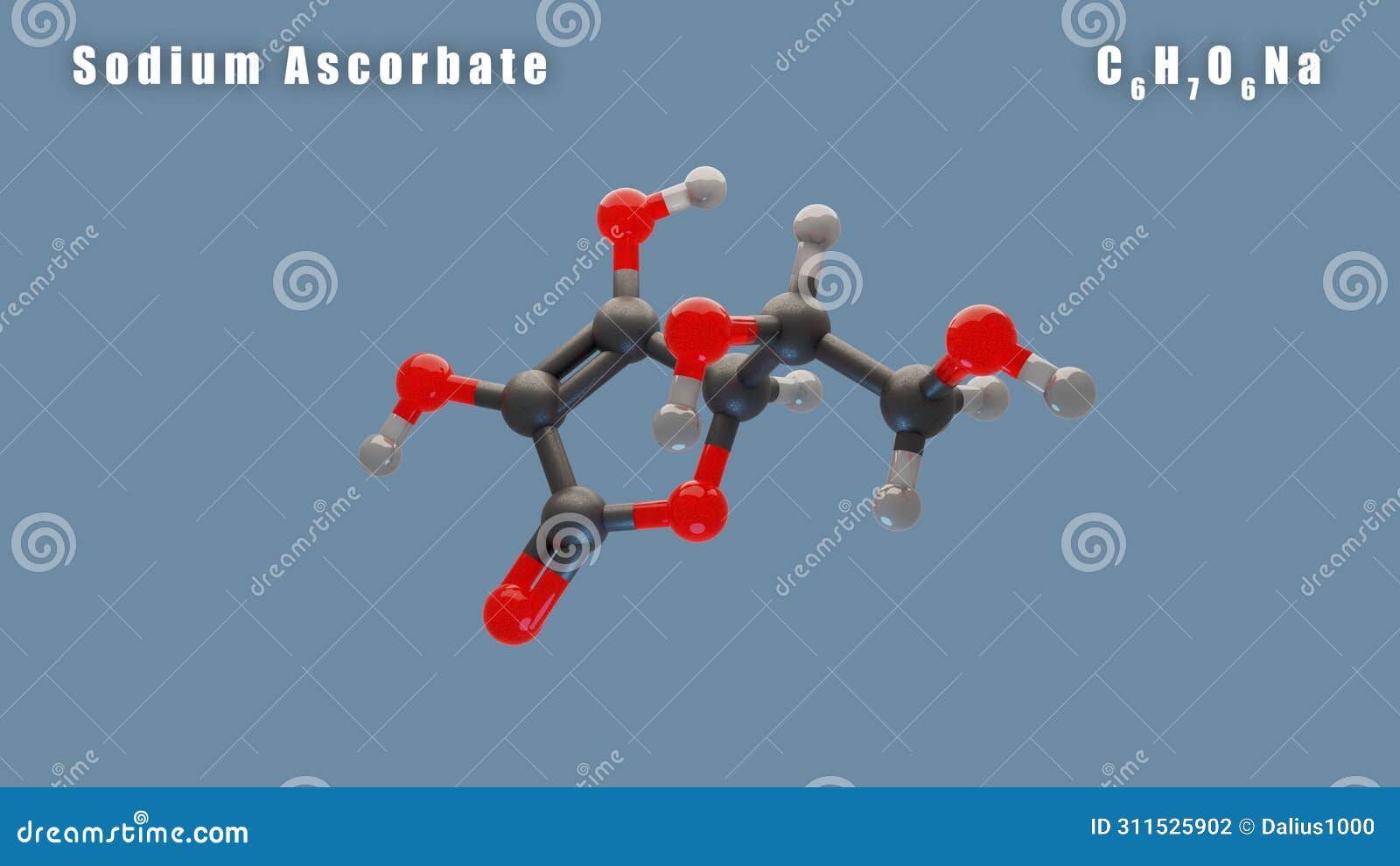 Sodium Ascorbate of C6h7o6Na 3D Conformer Animated Render. Food ...