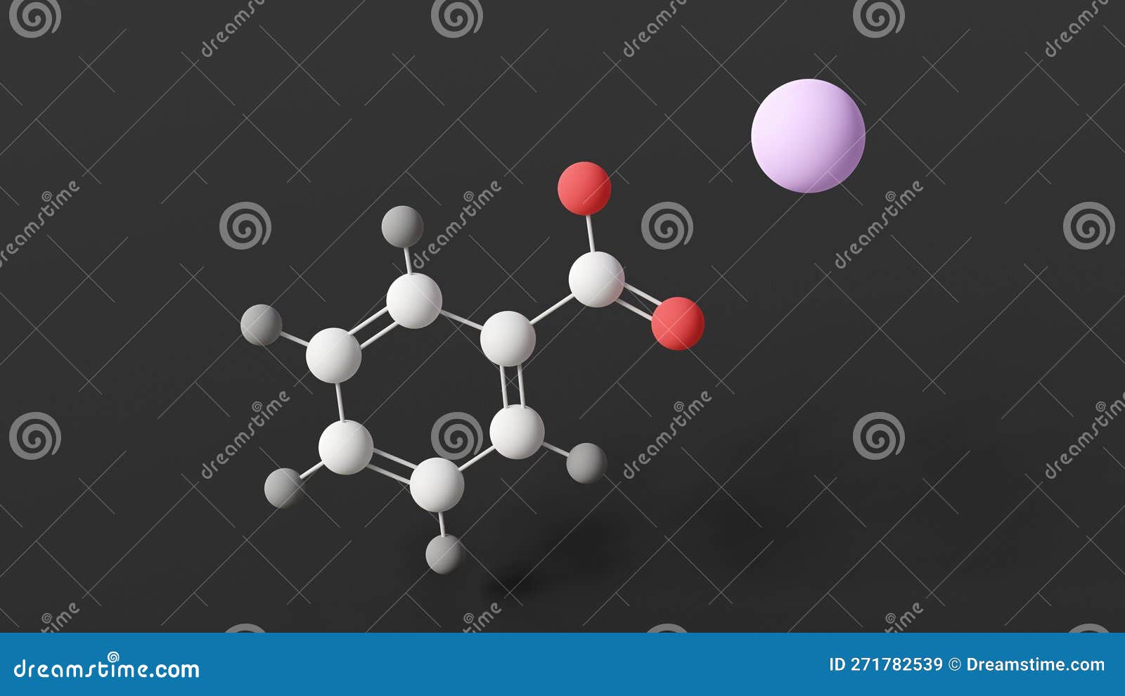 Sodium Benzoate Molecule Molecular Structure Food Preservative E211 Ball And Stick 3d Model
