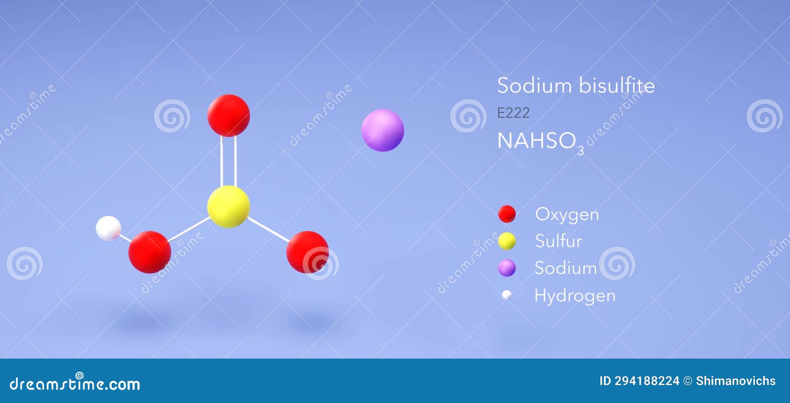 Sodium Bisulfite Molecule, Molecular Structures, Food Additive E222, 3d ...