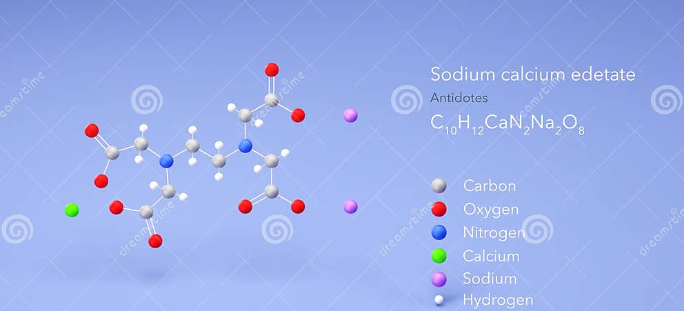 Sodium Calcium Edetate Molecule, Molecular Structures, Antidotes, 3d ...