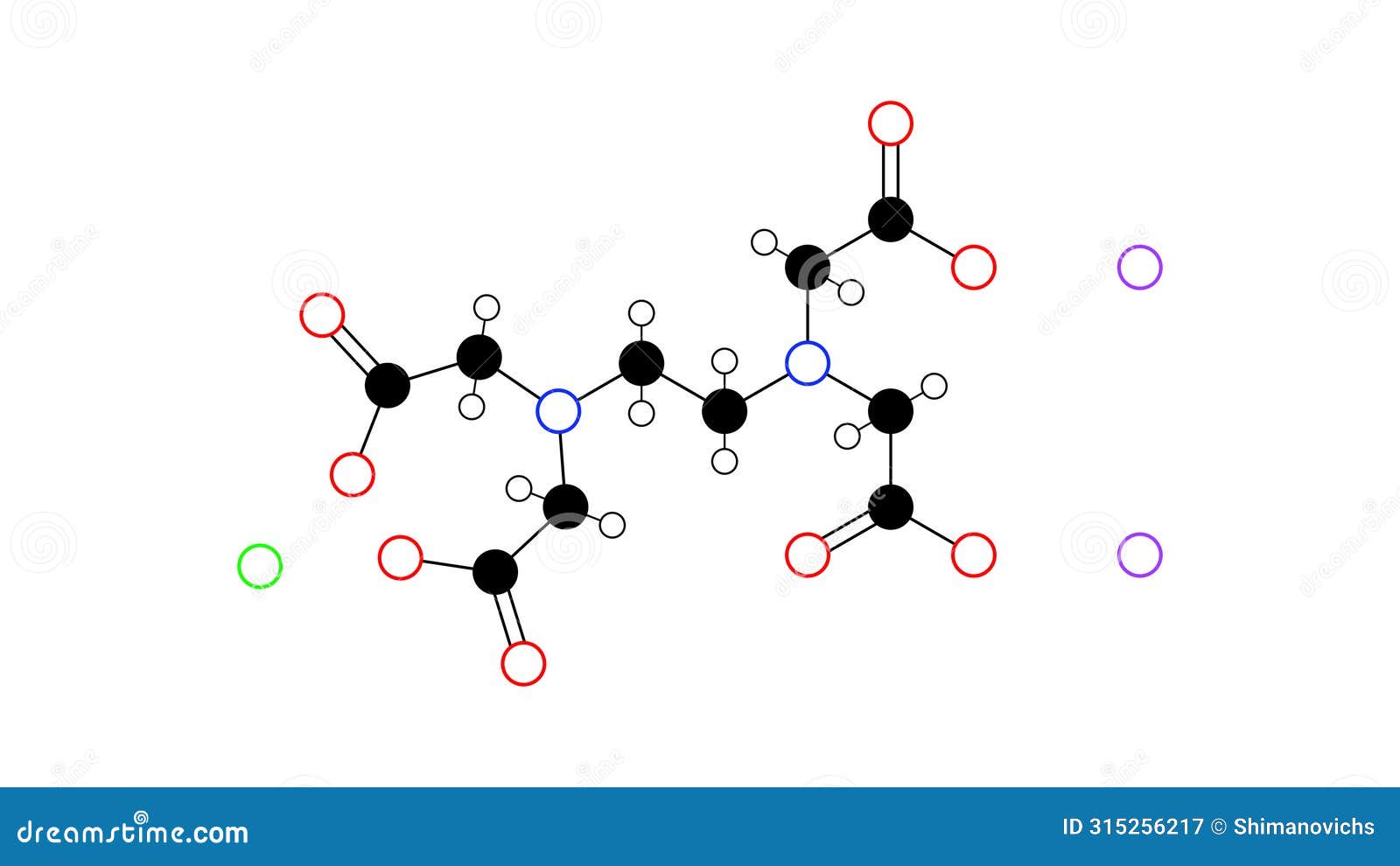 Sodium Calcium Edetate Molecule, Structural Chemical Formula, Ball-and ...