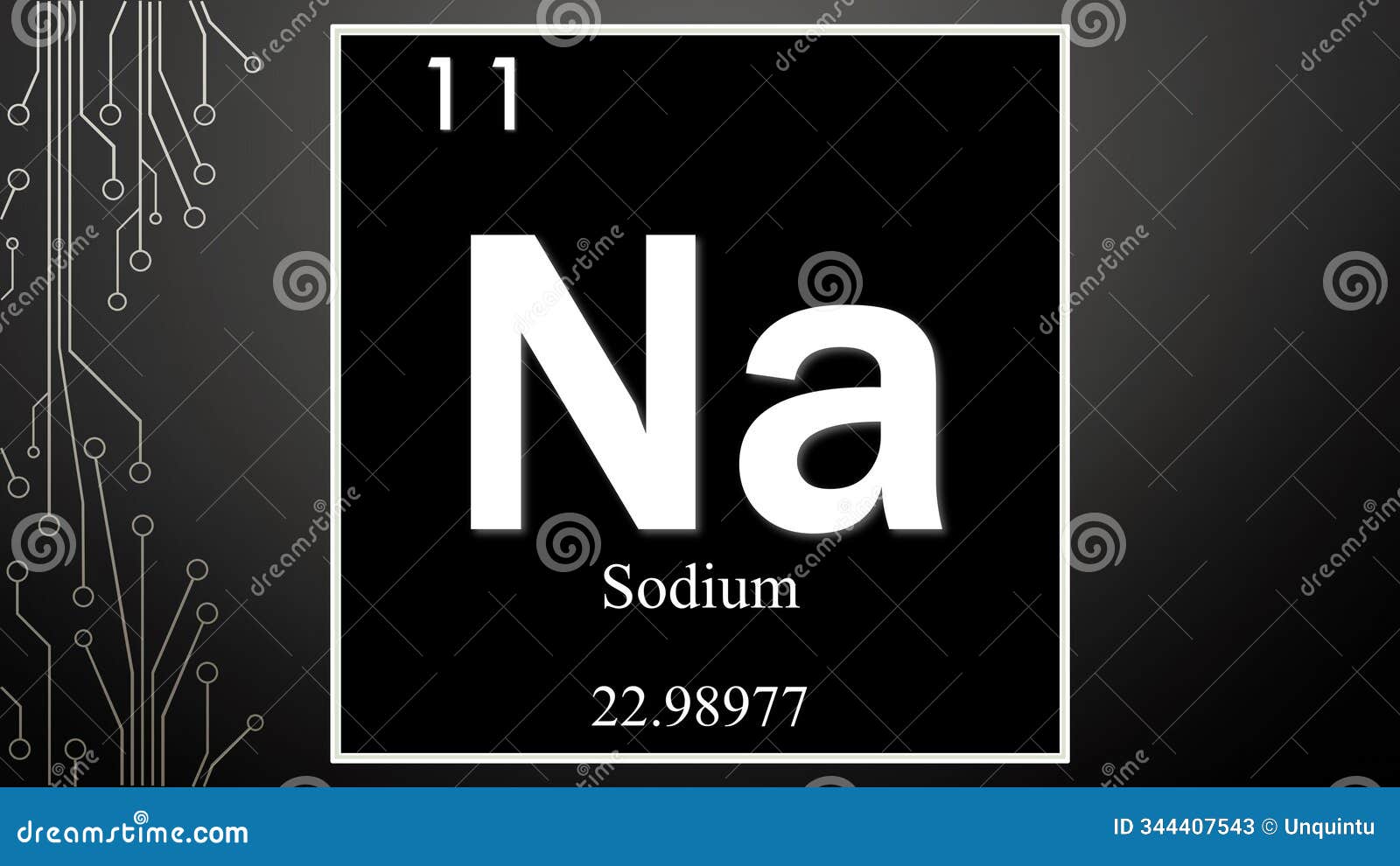 Sodium Chemical Element Symbol on Black Abstract Background Stock ...