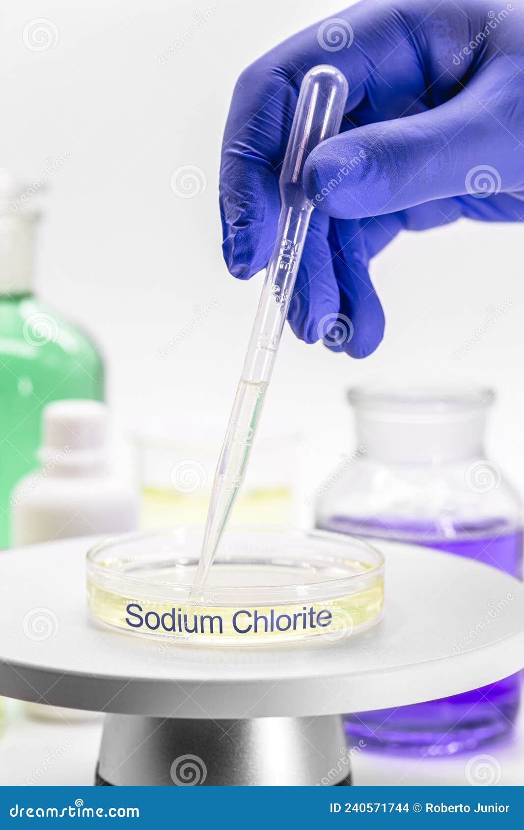 Sodium Chlorite Being Analyzed in the Laboratory Inside the Petri Dish ...
