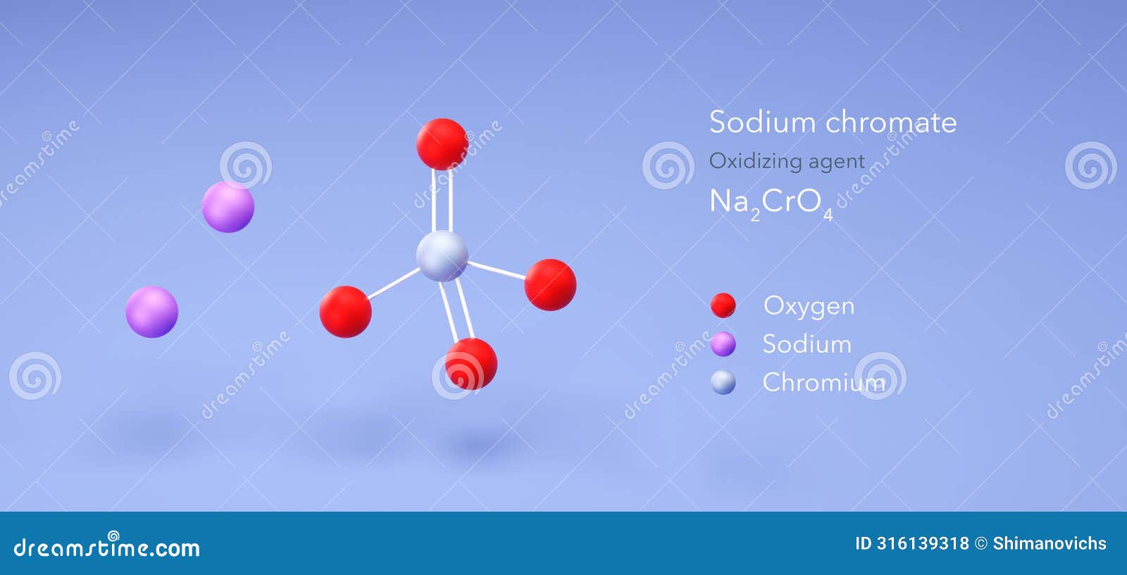 Sodium Chromate Molecule, Molecular Structures, Oxidizing Agents, 3d ...