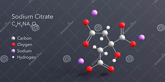 Sodium Citrate Molecule 3d Rendering, Flat Molecular Structure with ...