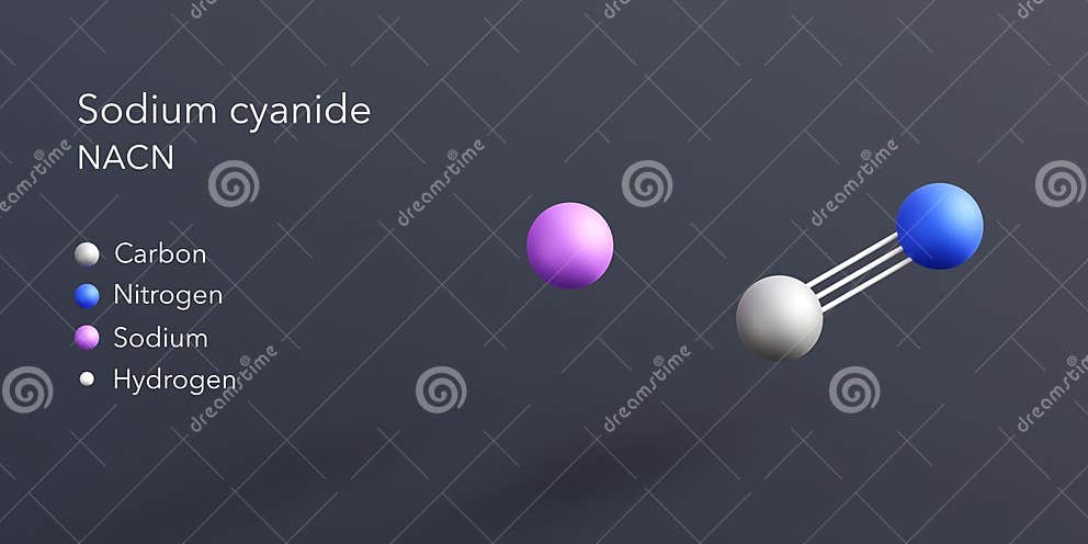 Sodium Cyanide Molecule 3d Rendering, Flat Molecular Structure with ...