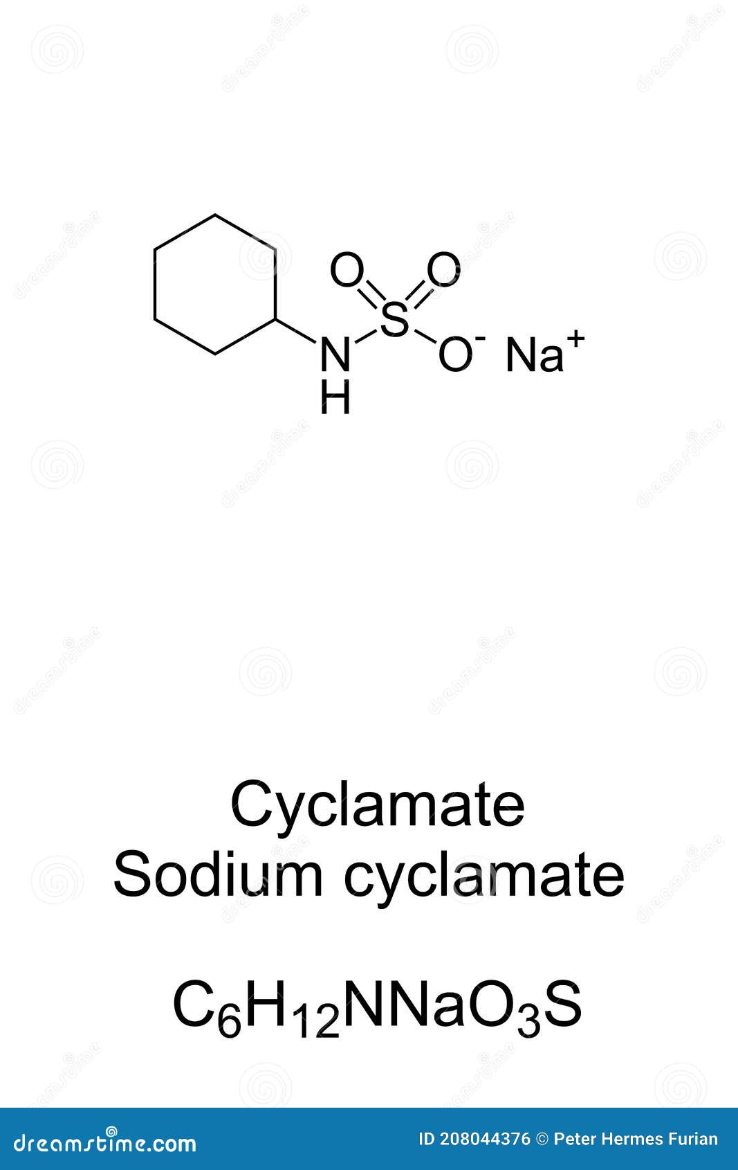 Cyclamate, Sodium Cyclamate, Chemical Formula And Skeletal Structure ...