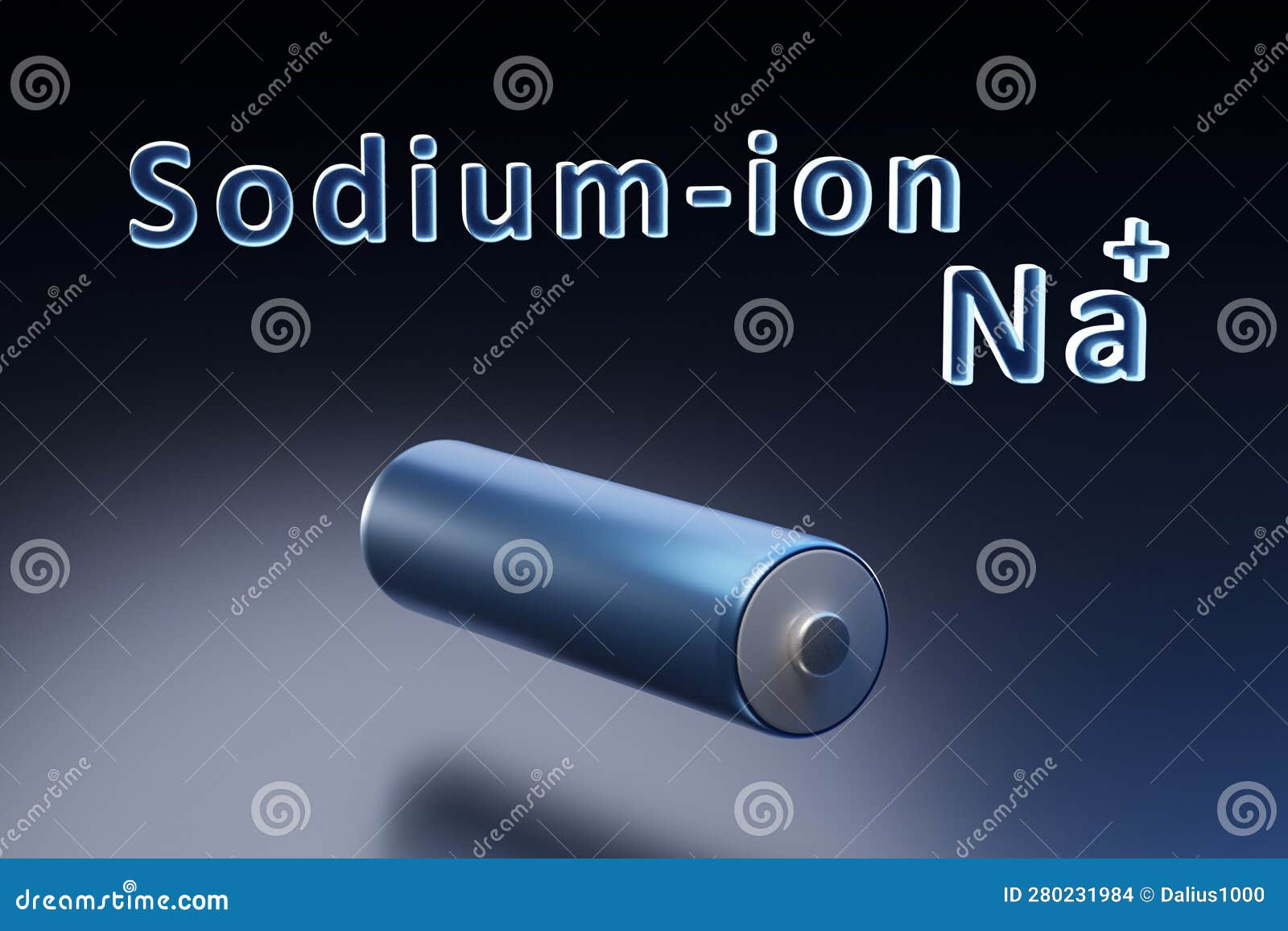 Sodium-ion One Battery in a Dark Light Spin Around. Stock Illustration ...