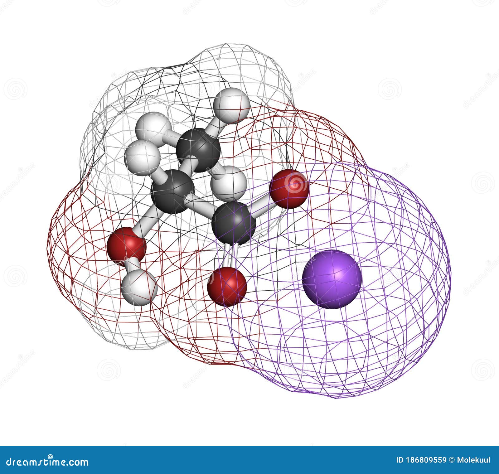 Sodium Lactate, Chemical Structure. 3D Rendering Stock Illustration ...