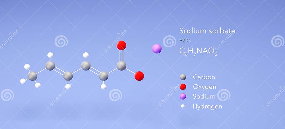 Sodium Sorbate Molecule, Molecular Structures, Food Preservative E201 ...
