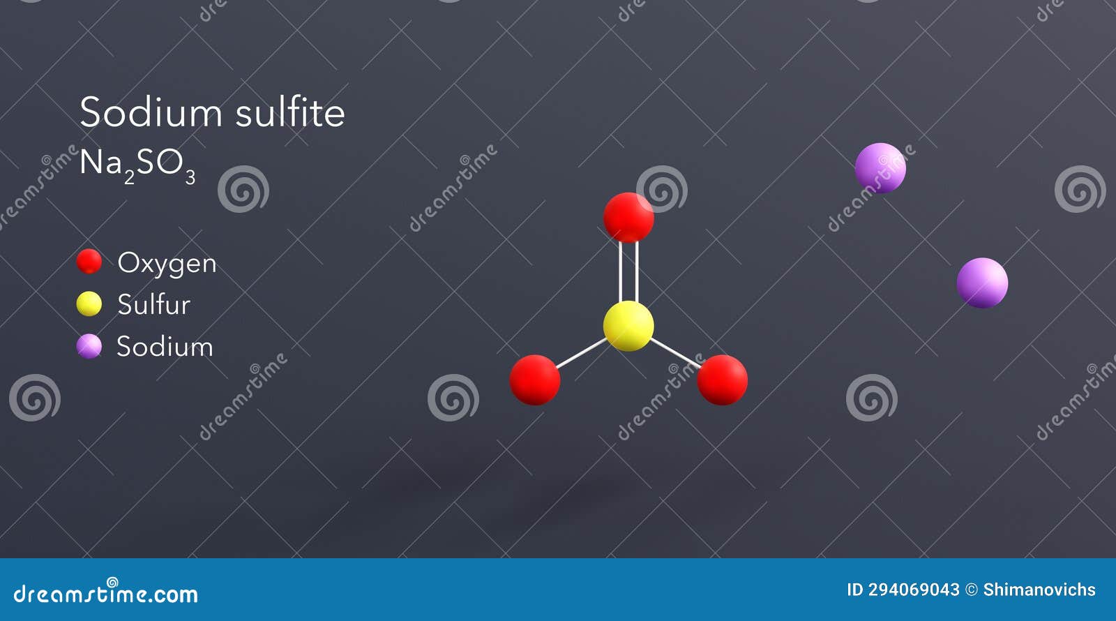 Sodium Sulfite Molecule 3d Rendering Flat Molecular Structure With