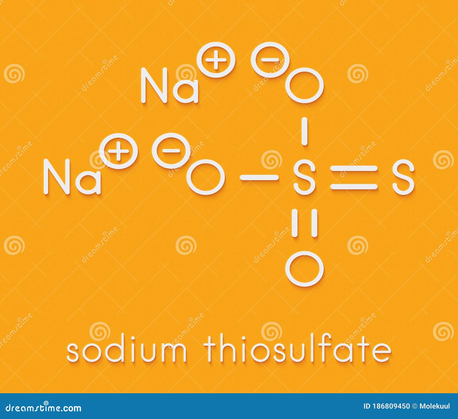 Sodium Thiosulfate, Chemical Structure. Skeletal Formula. Cartoon ...