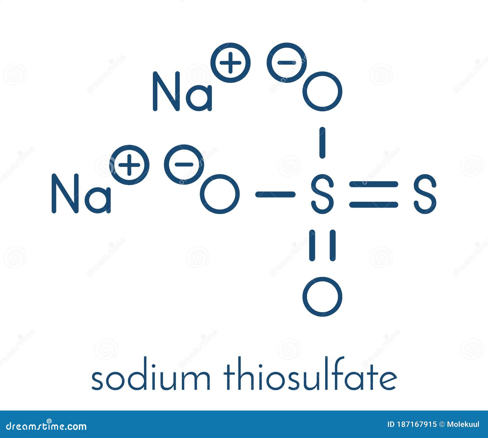 Sodium Thiosulfate, Chemical Structure. Skeletal Formula. Cartoon ...