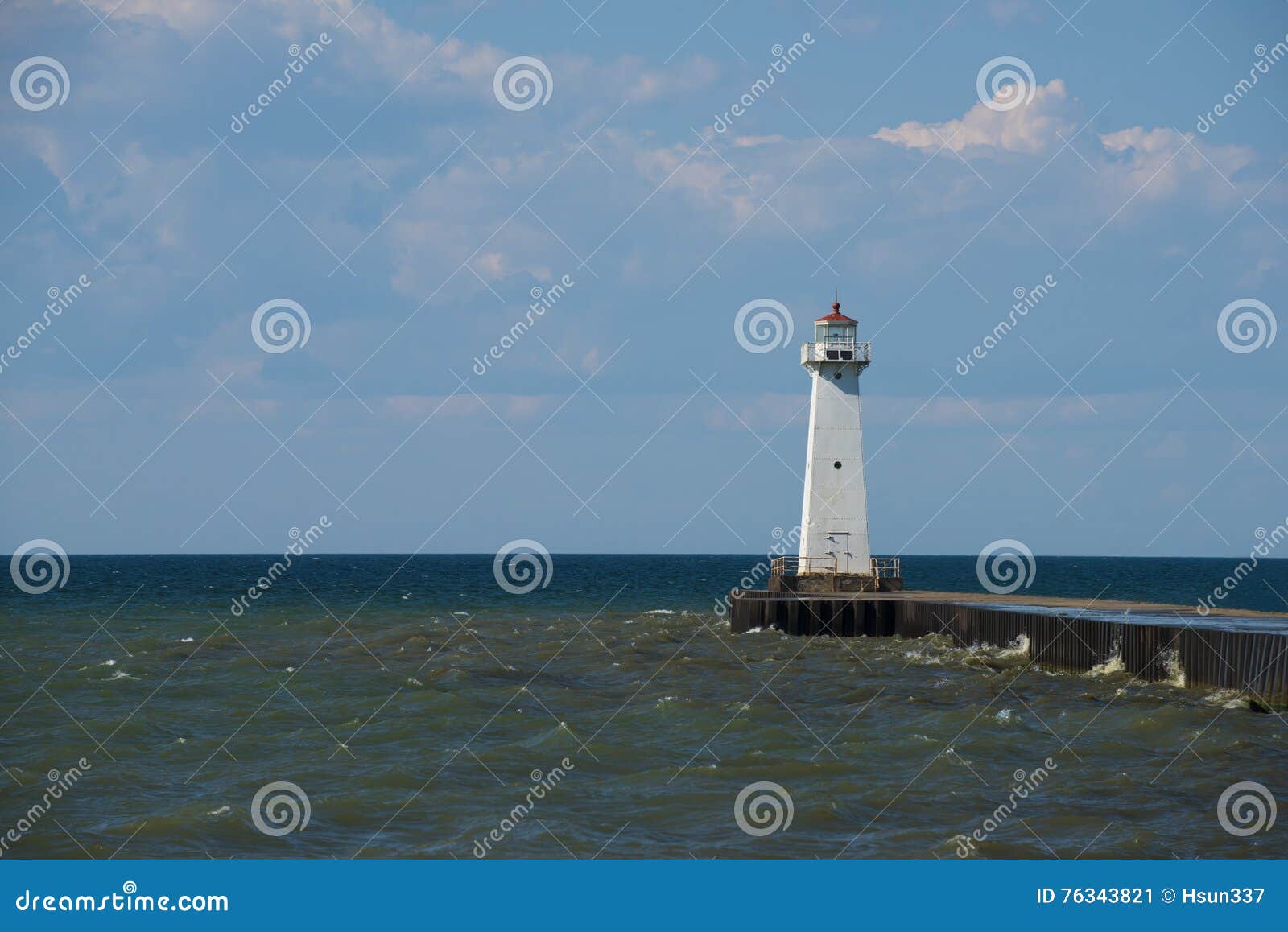 Sodus Outer Lighthouse on Lake Ontario Stock Image - Image of blue ...