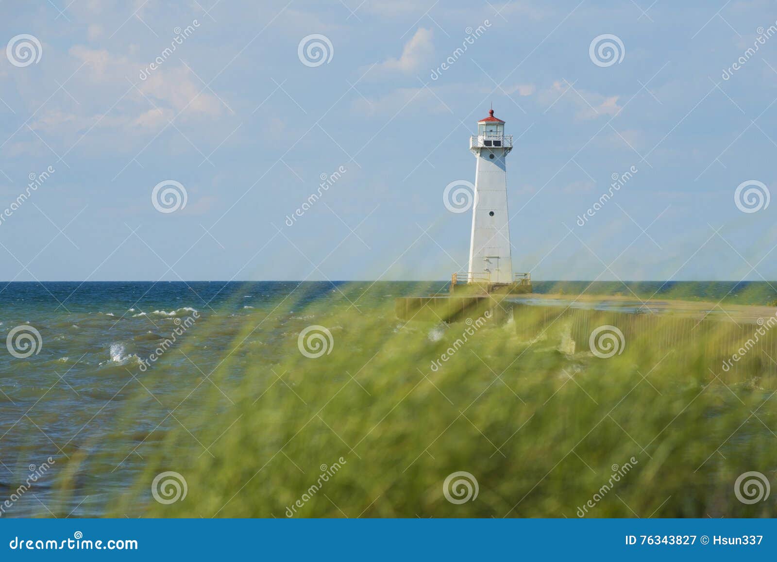 Sodus Outer Lighthouse on Lake Ontario, New York Stock Image - Image of ...