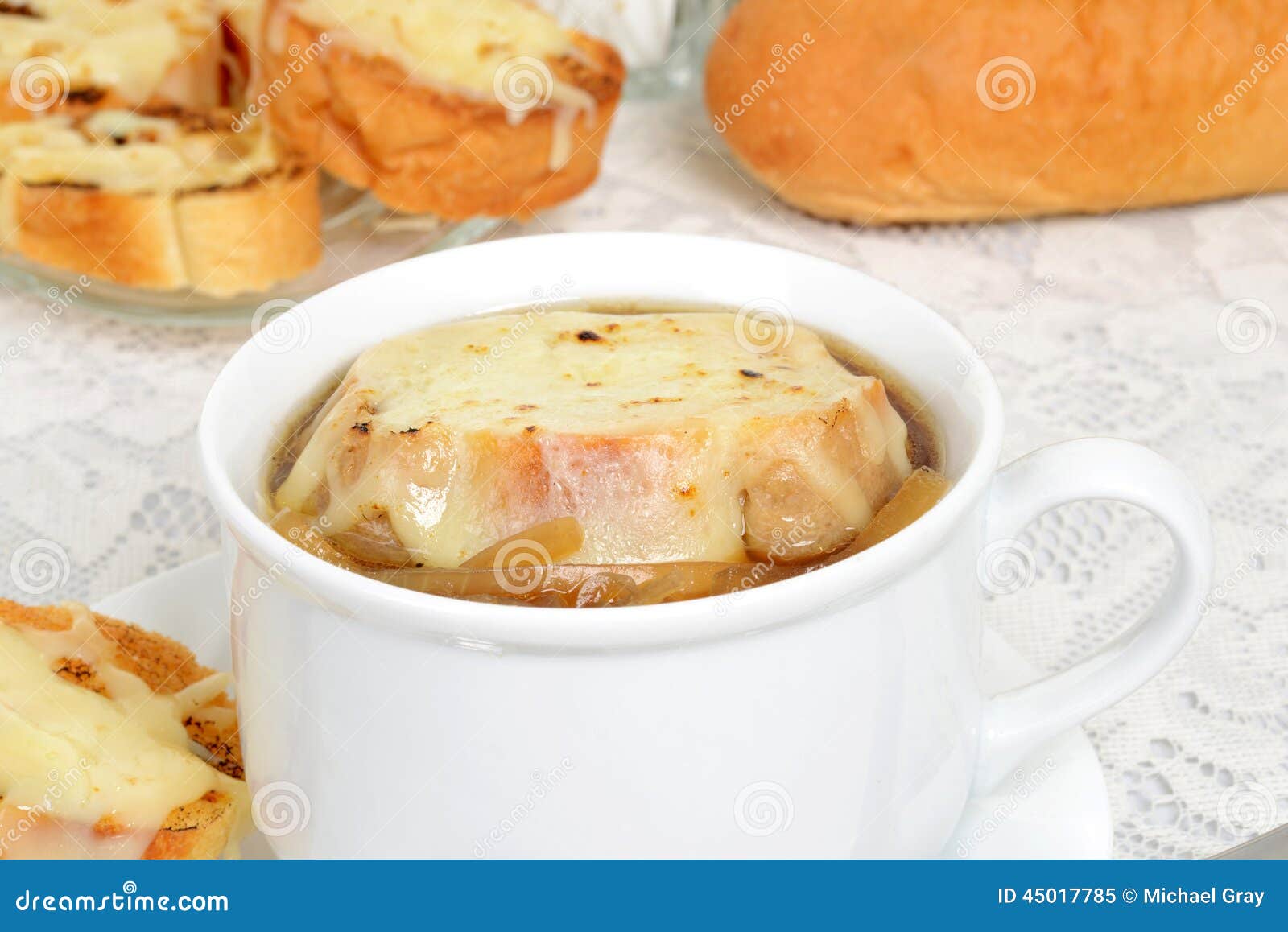 Soep Van De Close-up De Franse Ui Stock Afbeelding - Image of gebruind ...