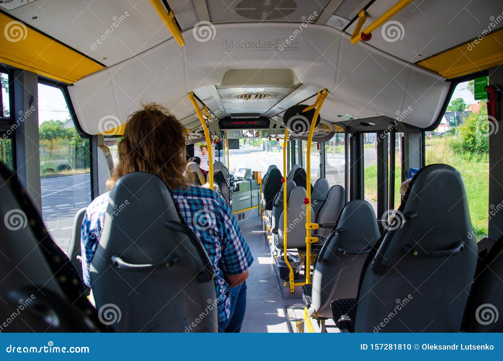 Soest, Germany - August 1, 2019: Inside Mercedes-Benz Bus with ...