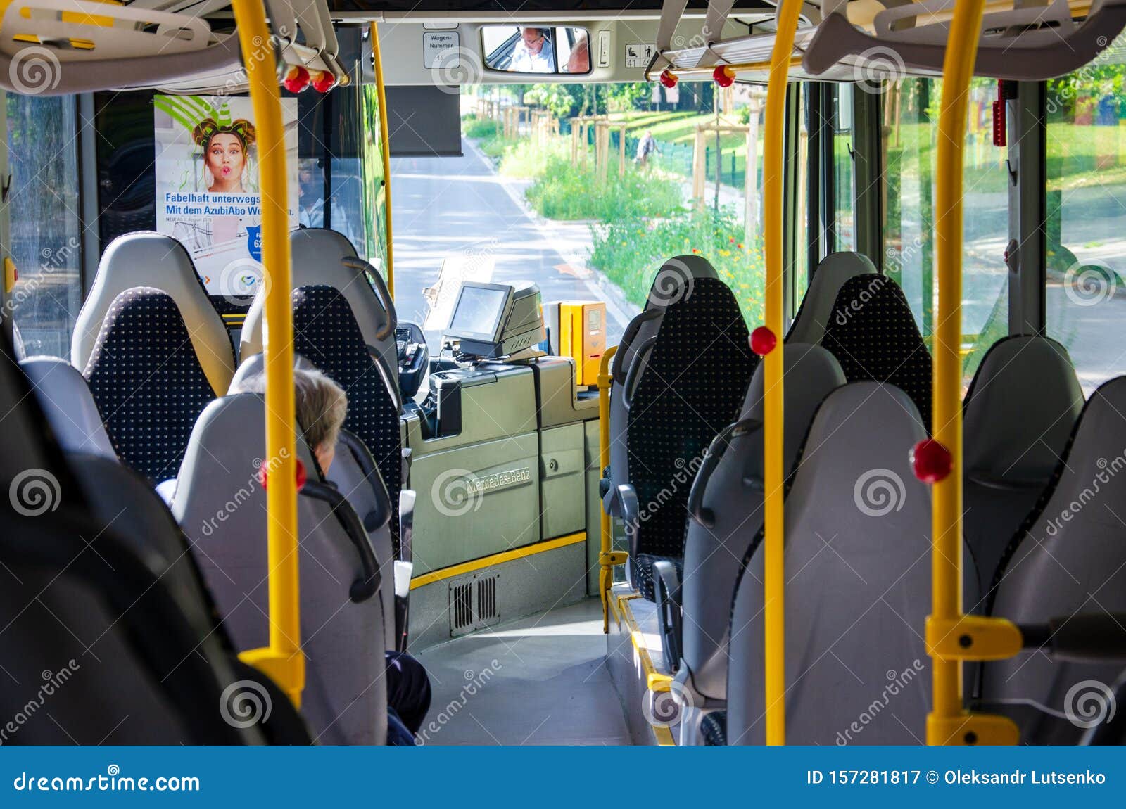 Soest, Germany - August 1, 2019: Inside Mercedes-Benz Bus with ...