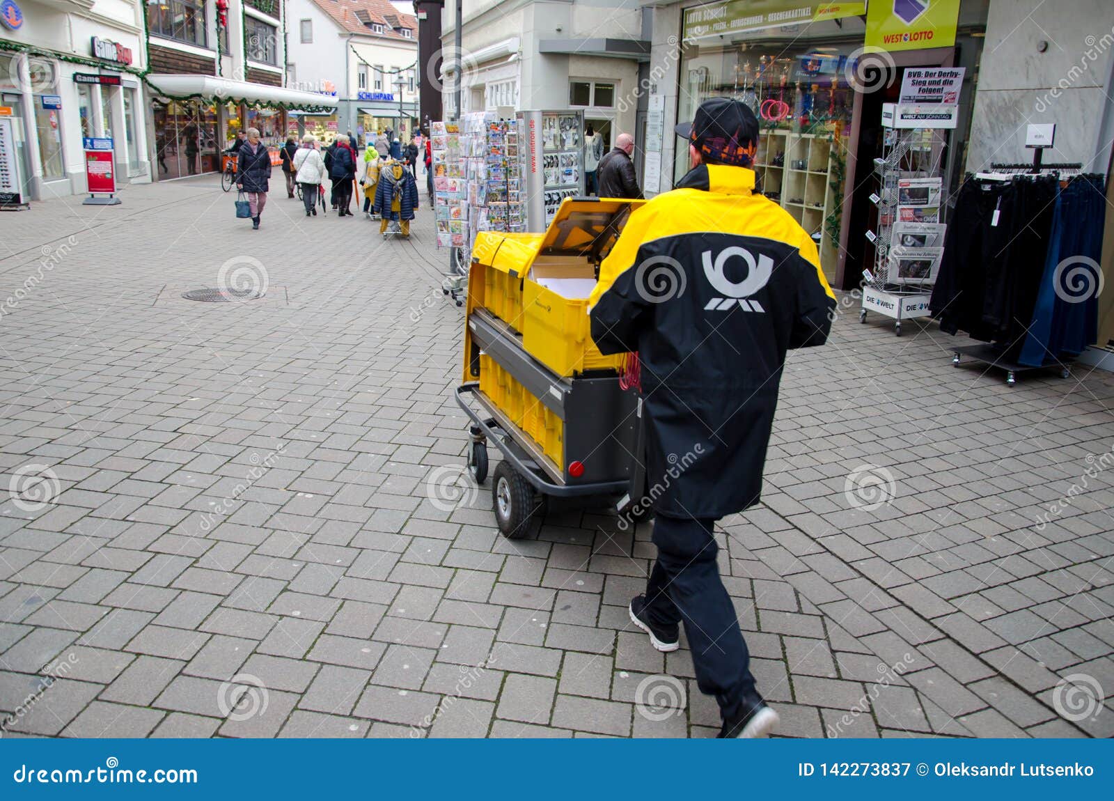 Soest, Germany - December 12, 2018: Deutsche Post Postman Editorial ...
