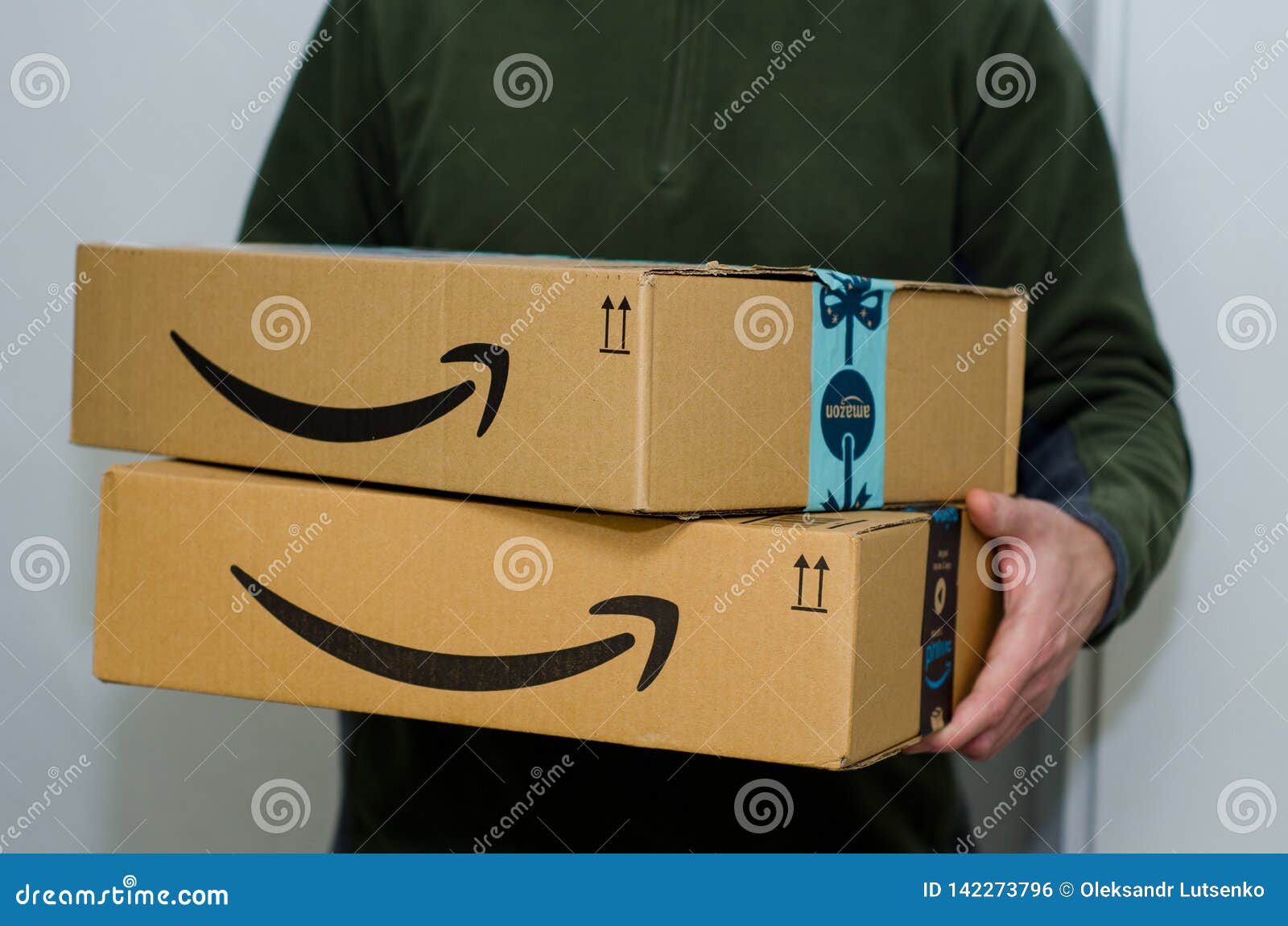 Soest, Germany - December 12, 2018: Man Delivers Amazon Prime Package ...