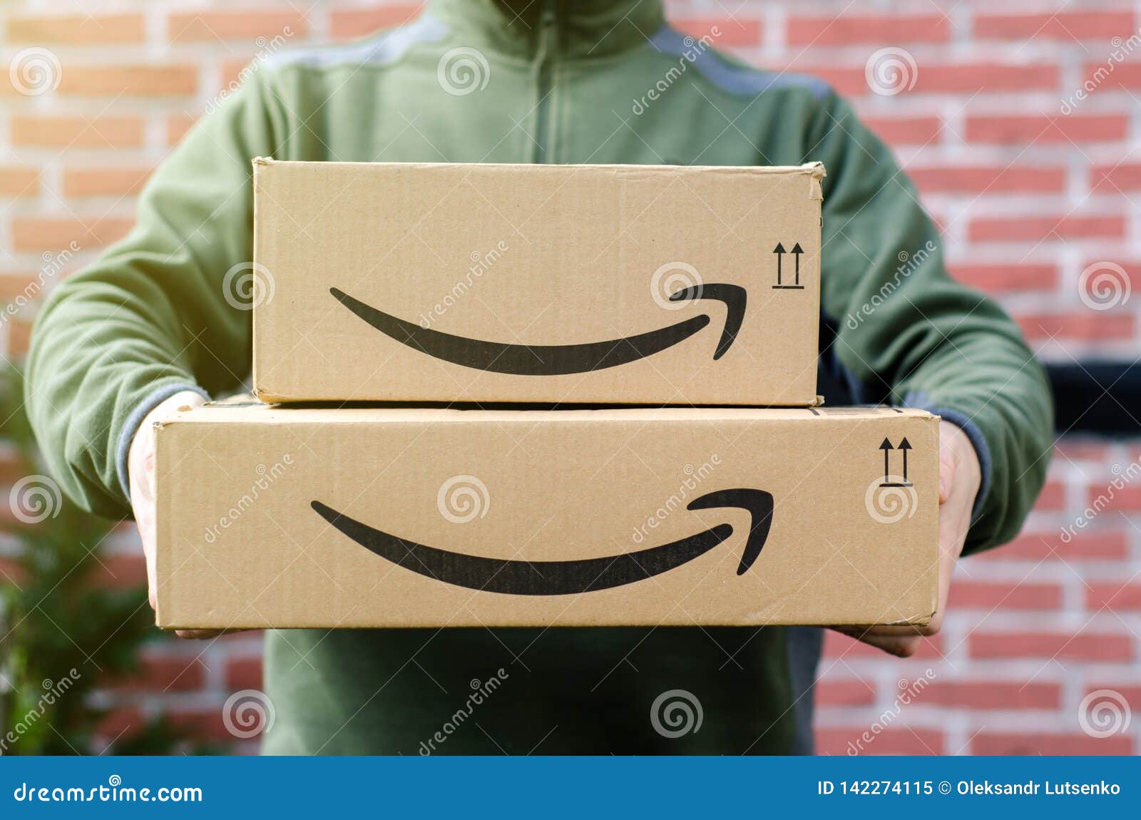 Soest, Germany - January 14, 2019: Man Delivers Amazon Prime Package ...