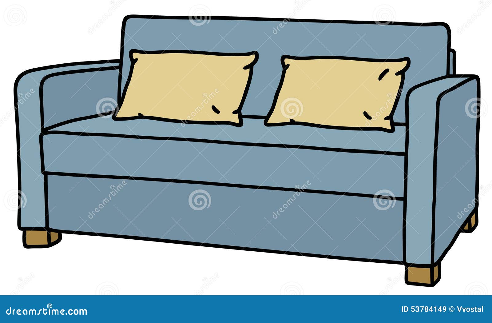 Sofá azul ilustración del vector. Ilustración de vector - 53784149