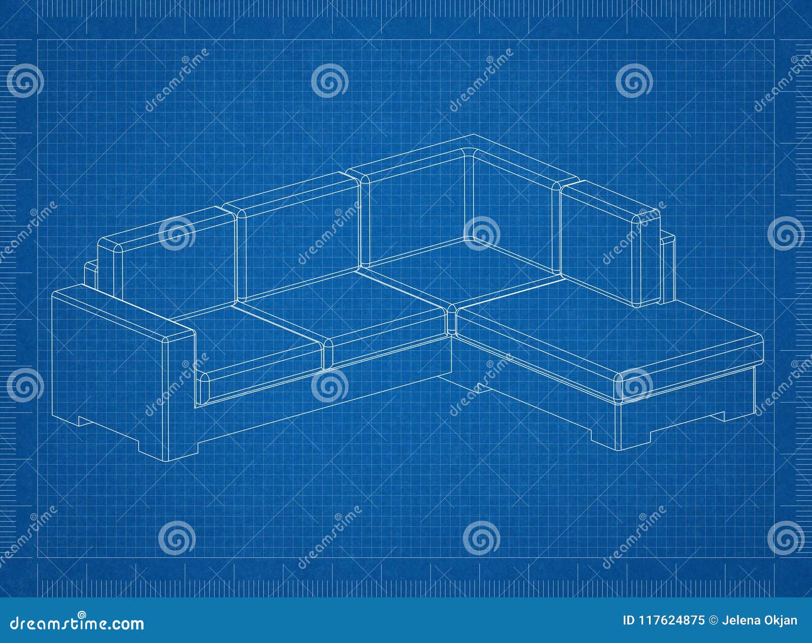Sofa Architect blueprint stock illustration. Illustration of draft ...
