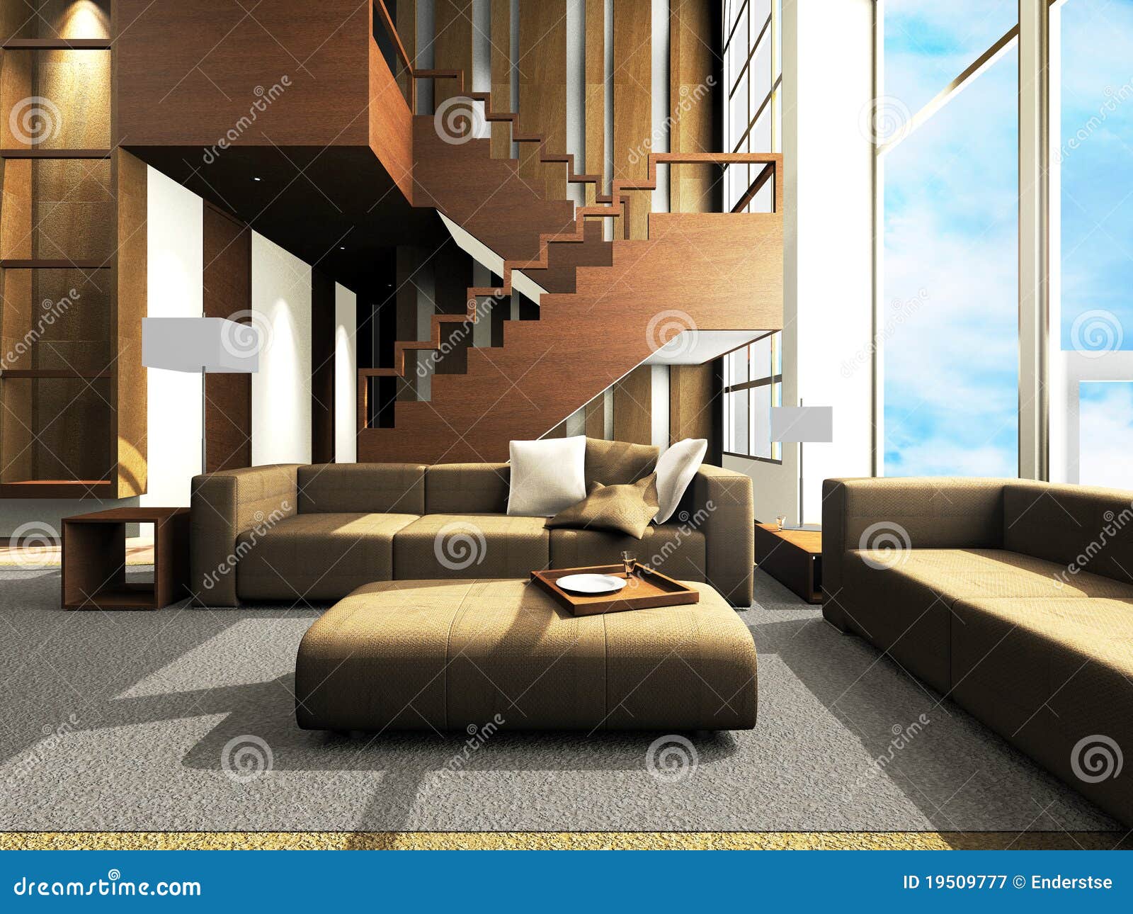 Sofa Area of a Modern Living Room Stock Illustration - Illustration of ...