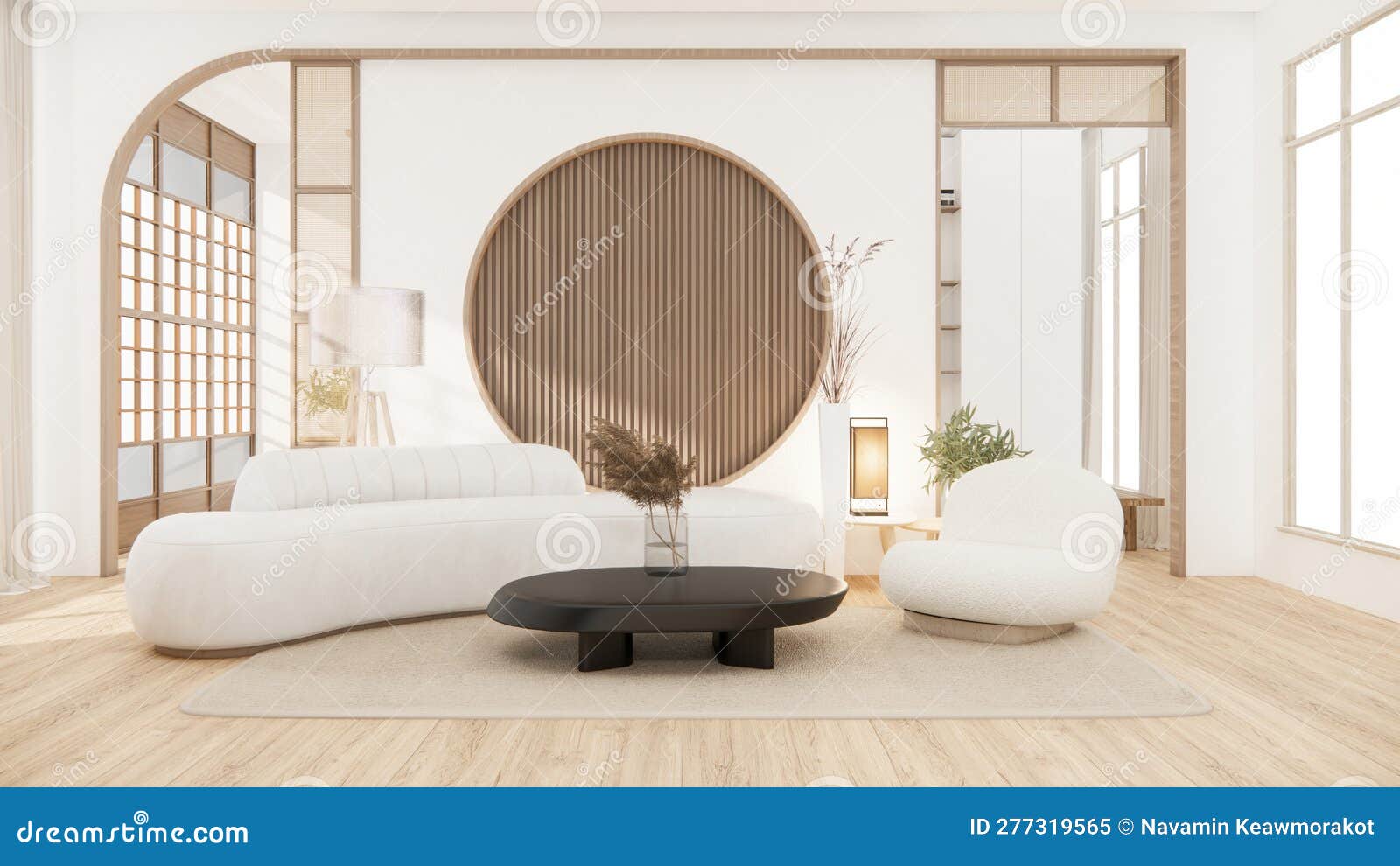 Sofa Armchair Minimalist Design Muji Style.3D Rendering Stock ...