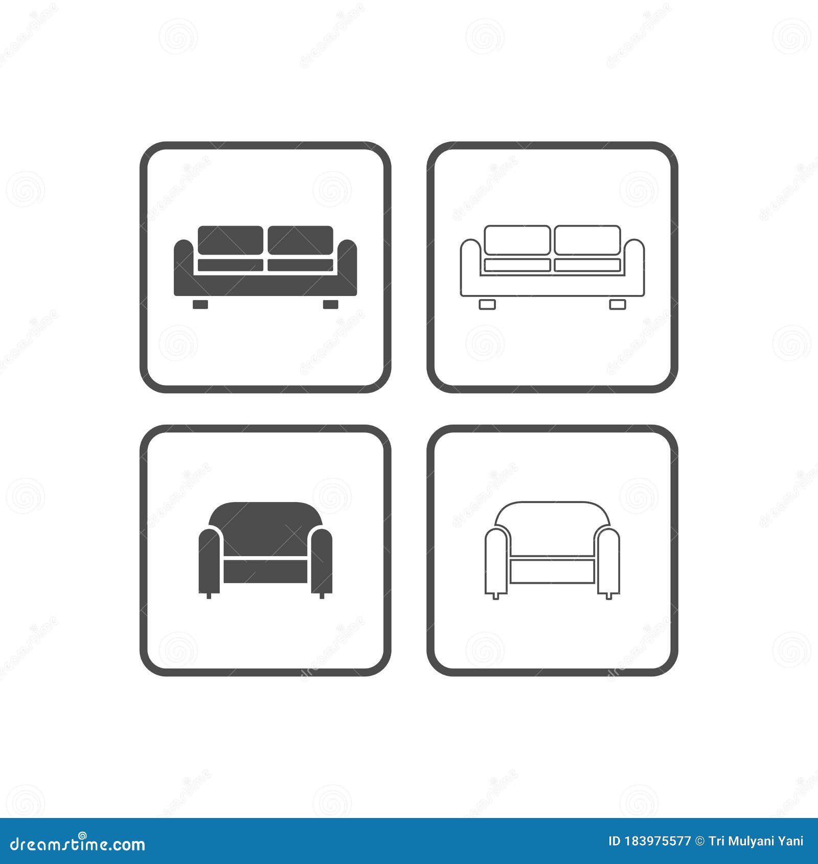 Sofa Icon Vector Design Symbol Stock Vector - Illustration of isolated ...