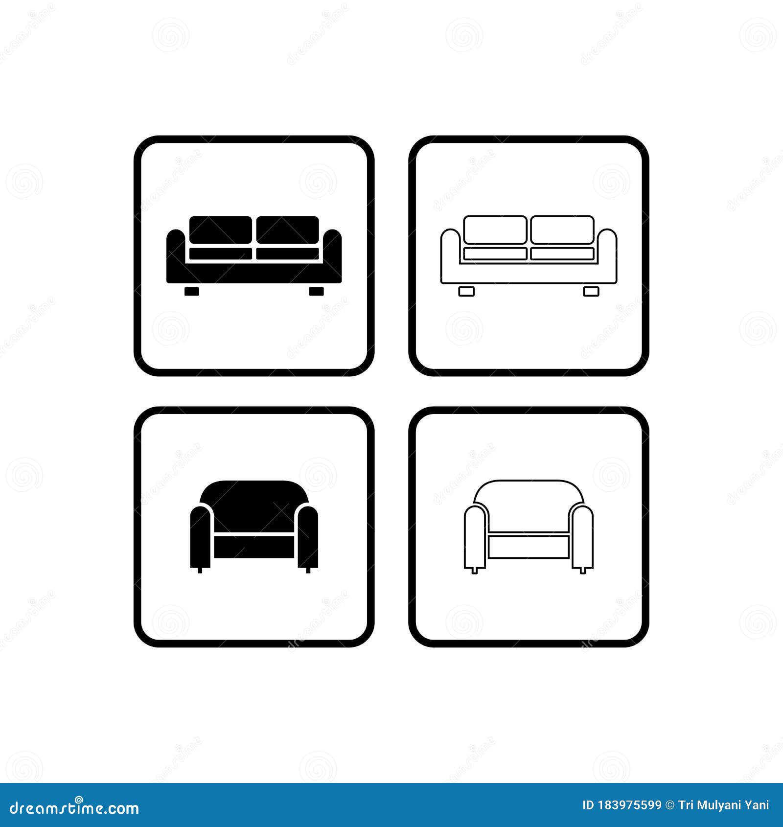 Sofa Icon Vector Design Symbol Stock Vector - Illustration of sign ...