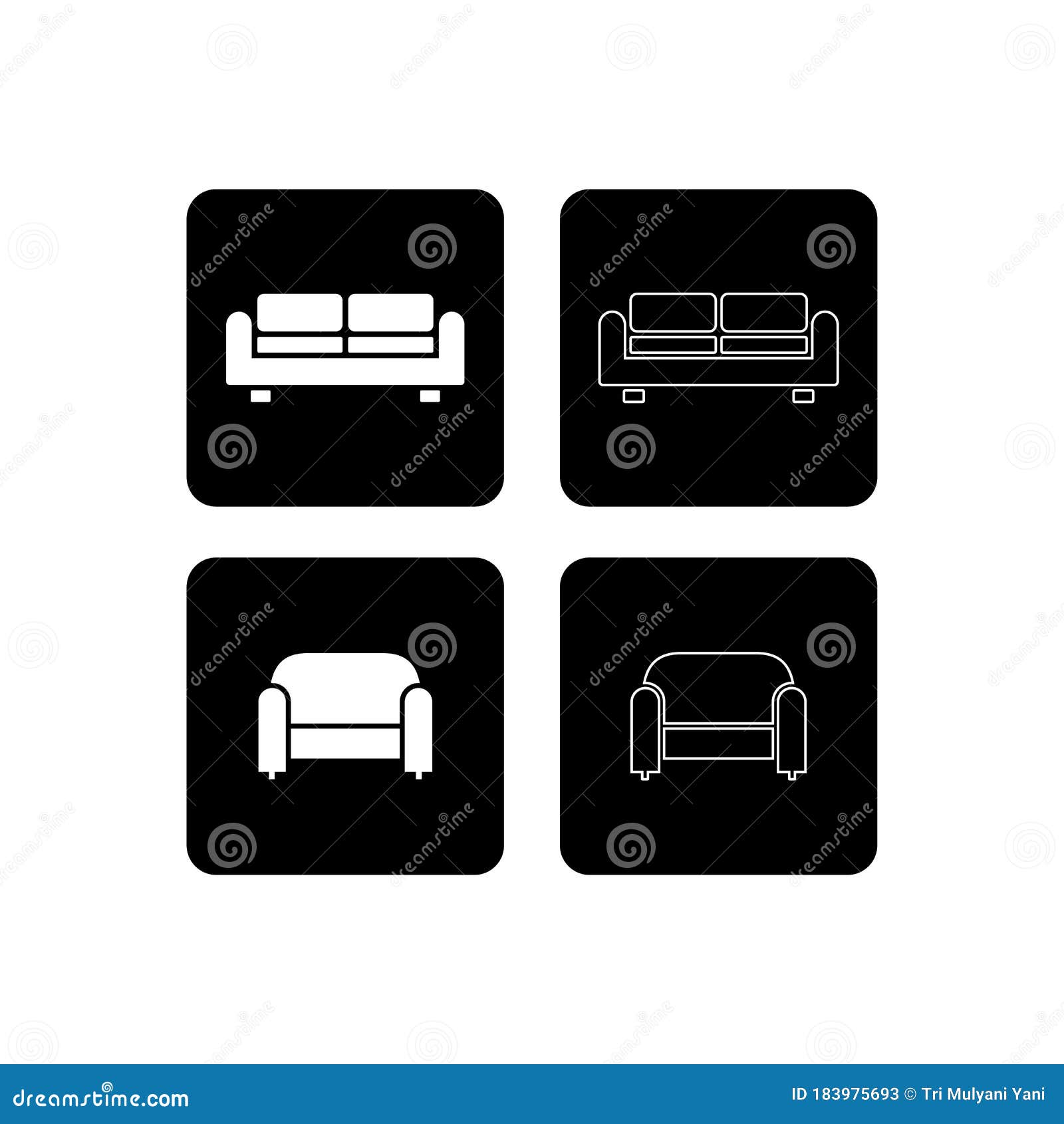 Sofa Icon Vector Design Symbol Stock Vector - Illustration of interior ...