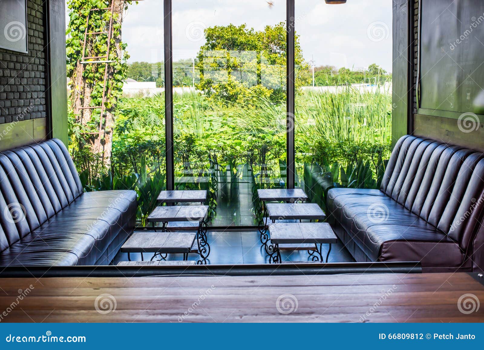 Sofa Classic in Cafe Interior Stock Photo - Image of bistro, brown ...